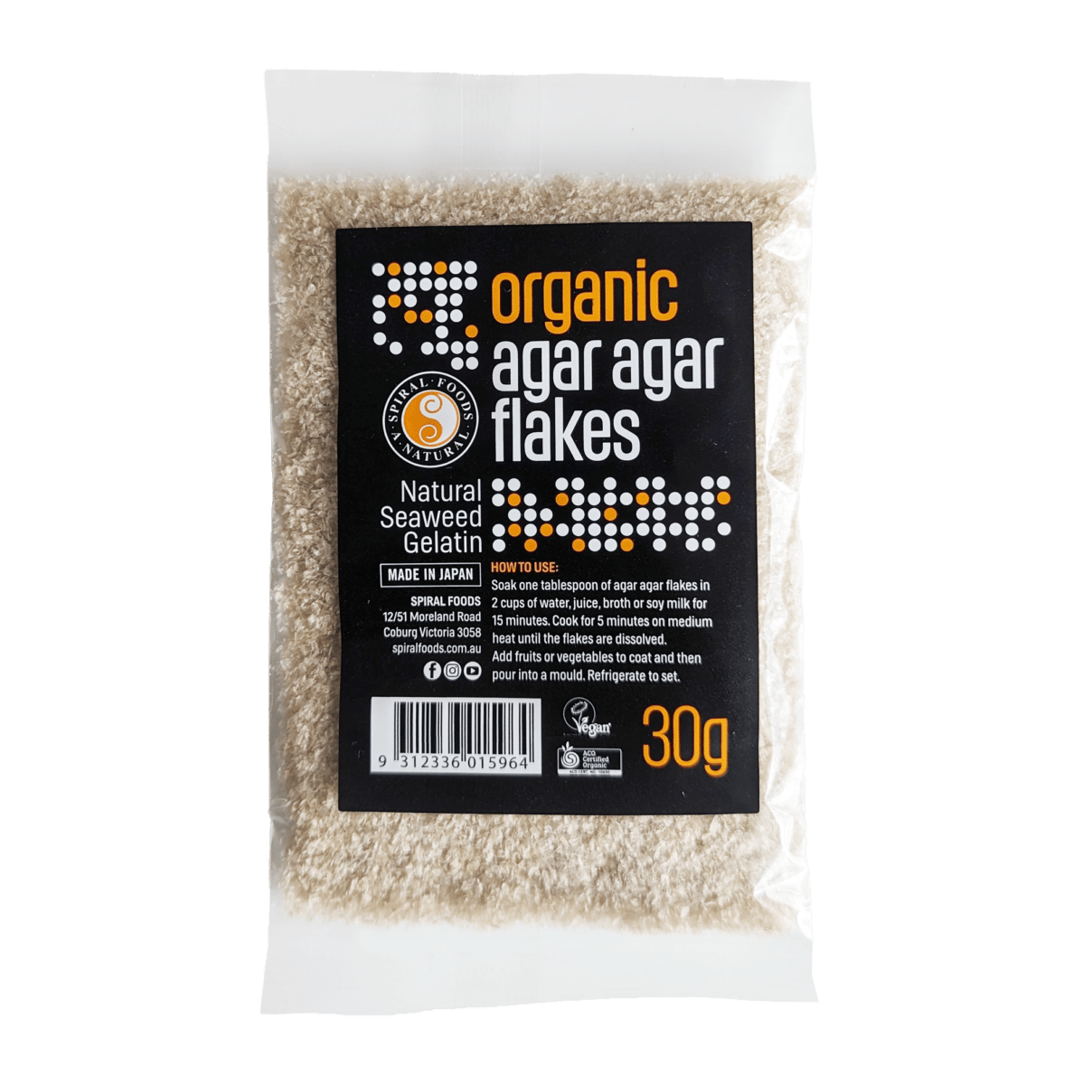 Organic Agar Agar Flakes - Spiral Foods