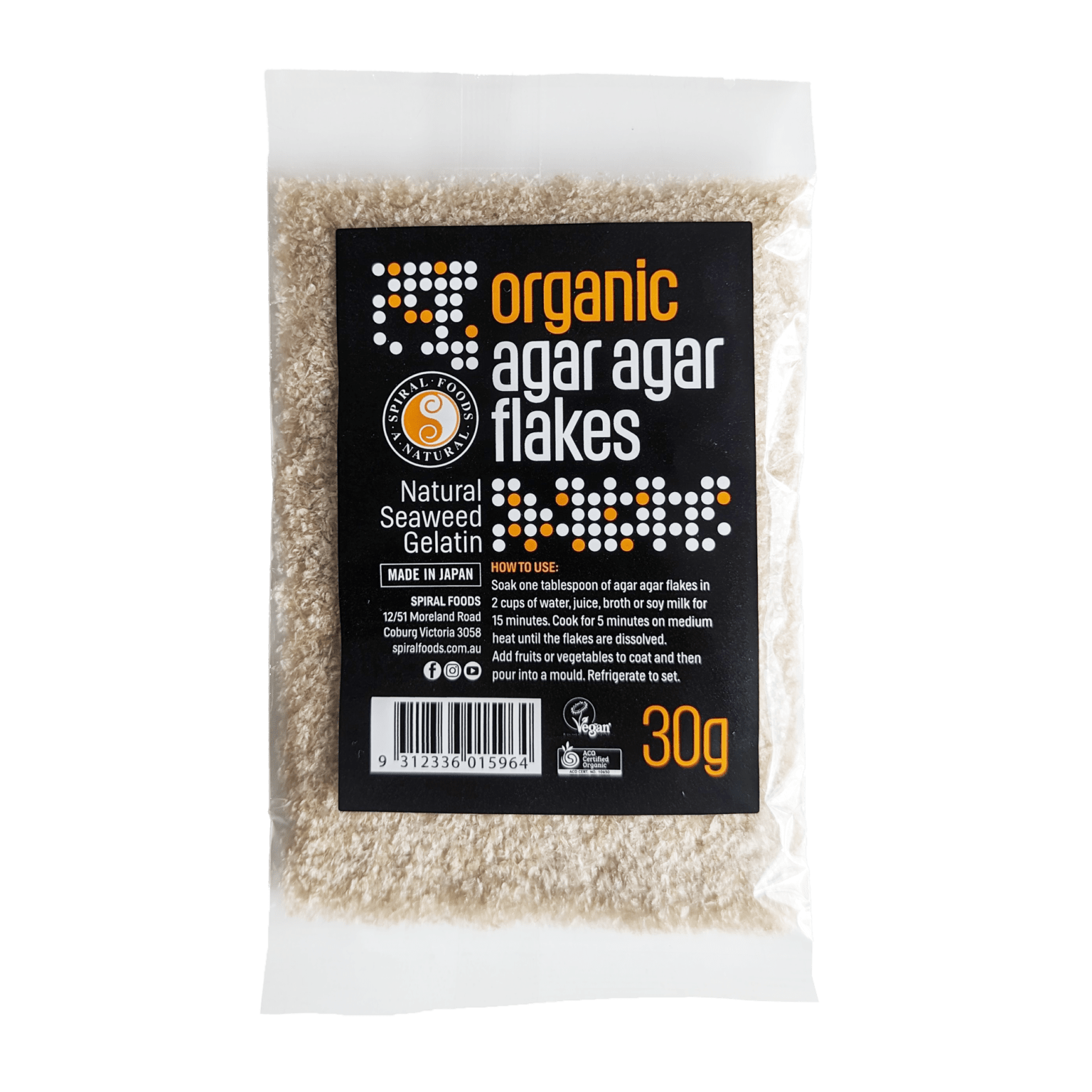 Organic Agar Agar Flakes - Spiral Foods