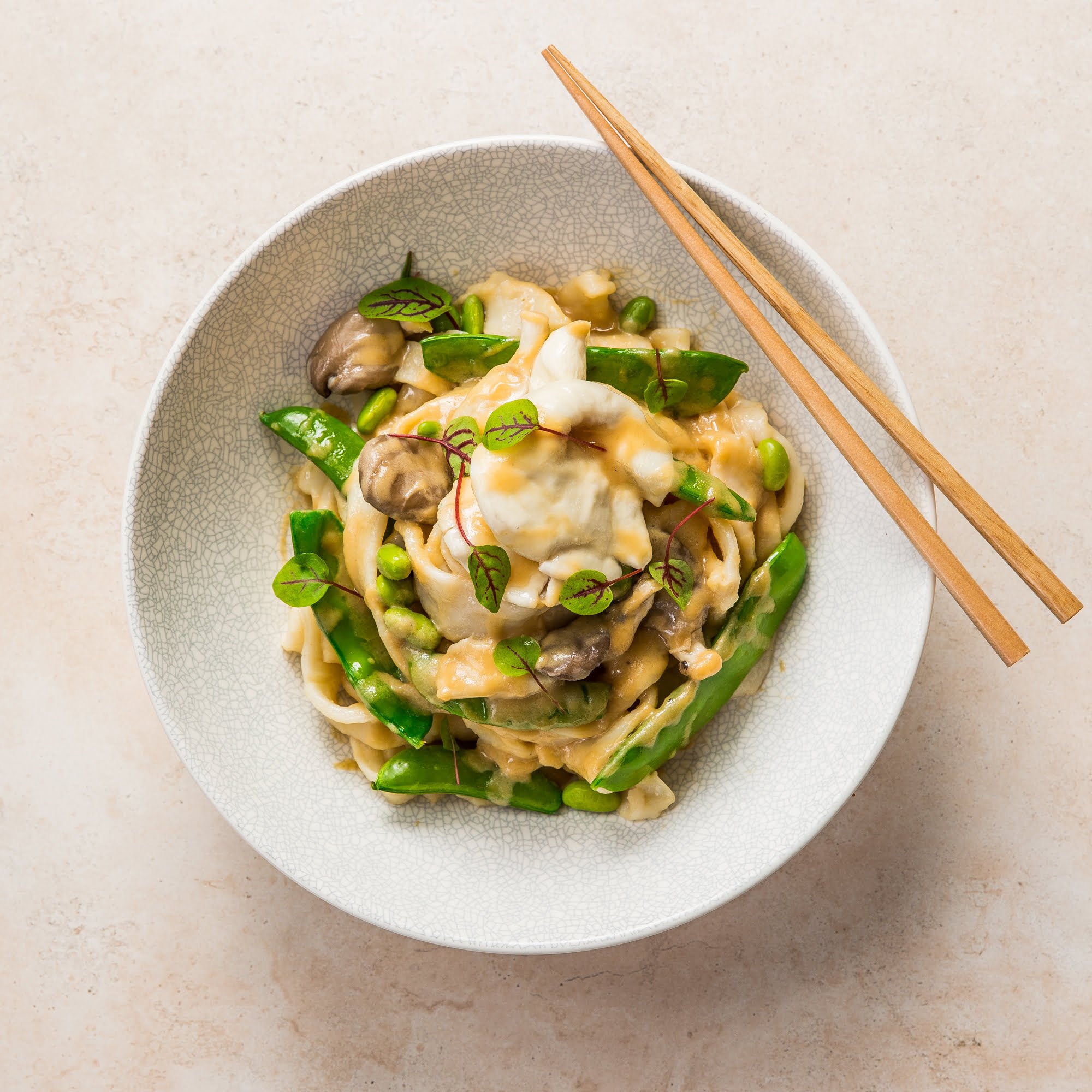 Rustic Handmade Noodles with Spring Peas, Oyster Mushrooms, and a Miso ...